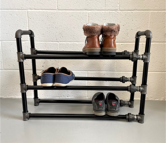 Industrial Pipe Shoe Rack 3 Tier Black Metal Pipe Fully - Etsy UK