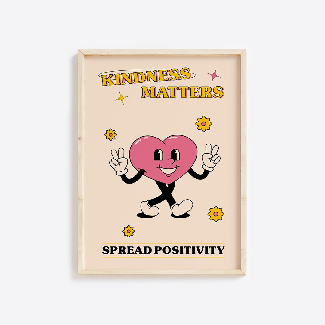 Kindness Matters Retro Wandkunst, digitaler Download, 70er Jahre Dekor ...