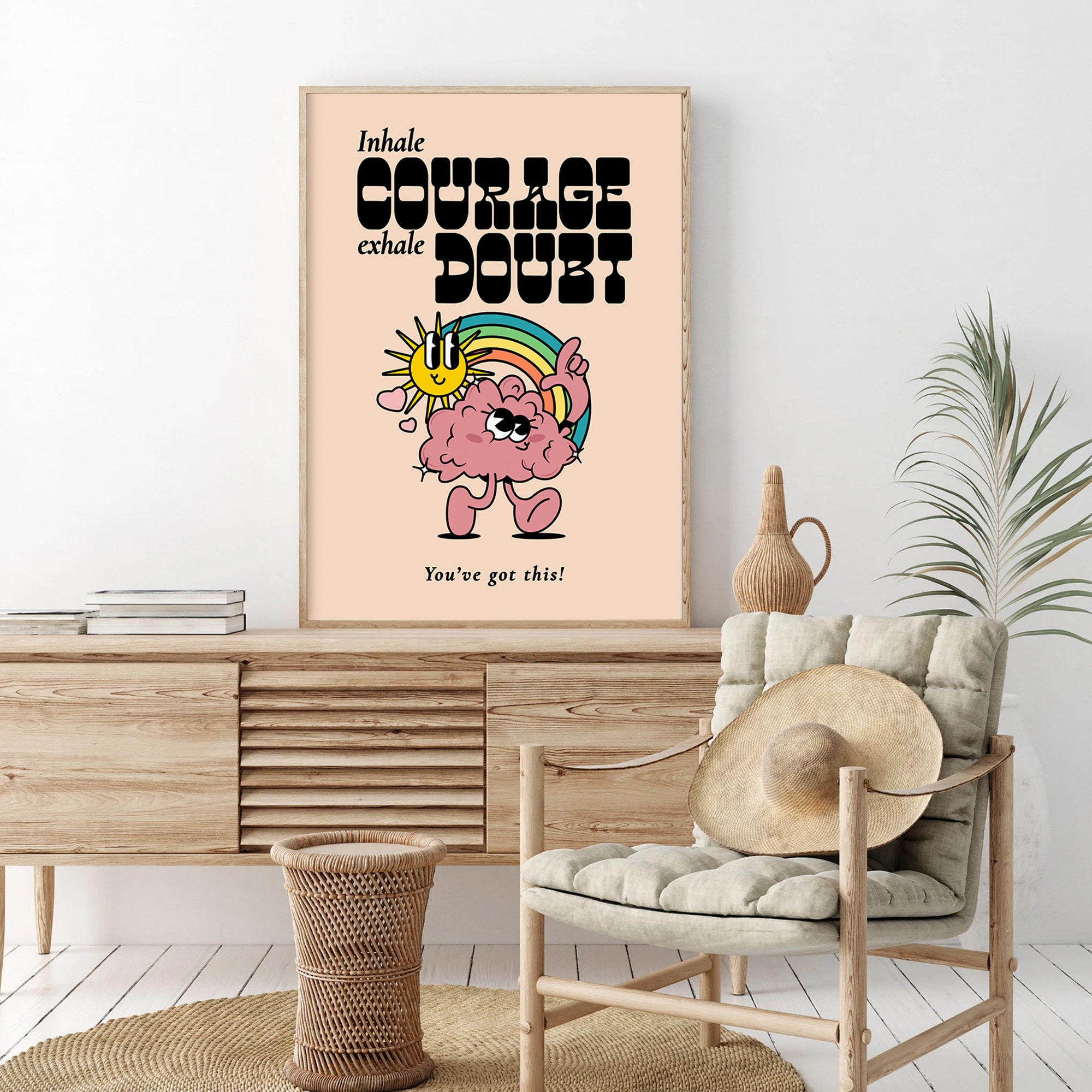 Retro Illustration Poster 70s Style Print Trendy Wall Art - Etsy