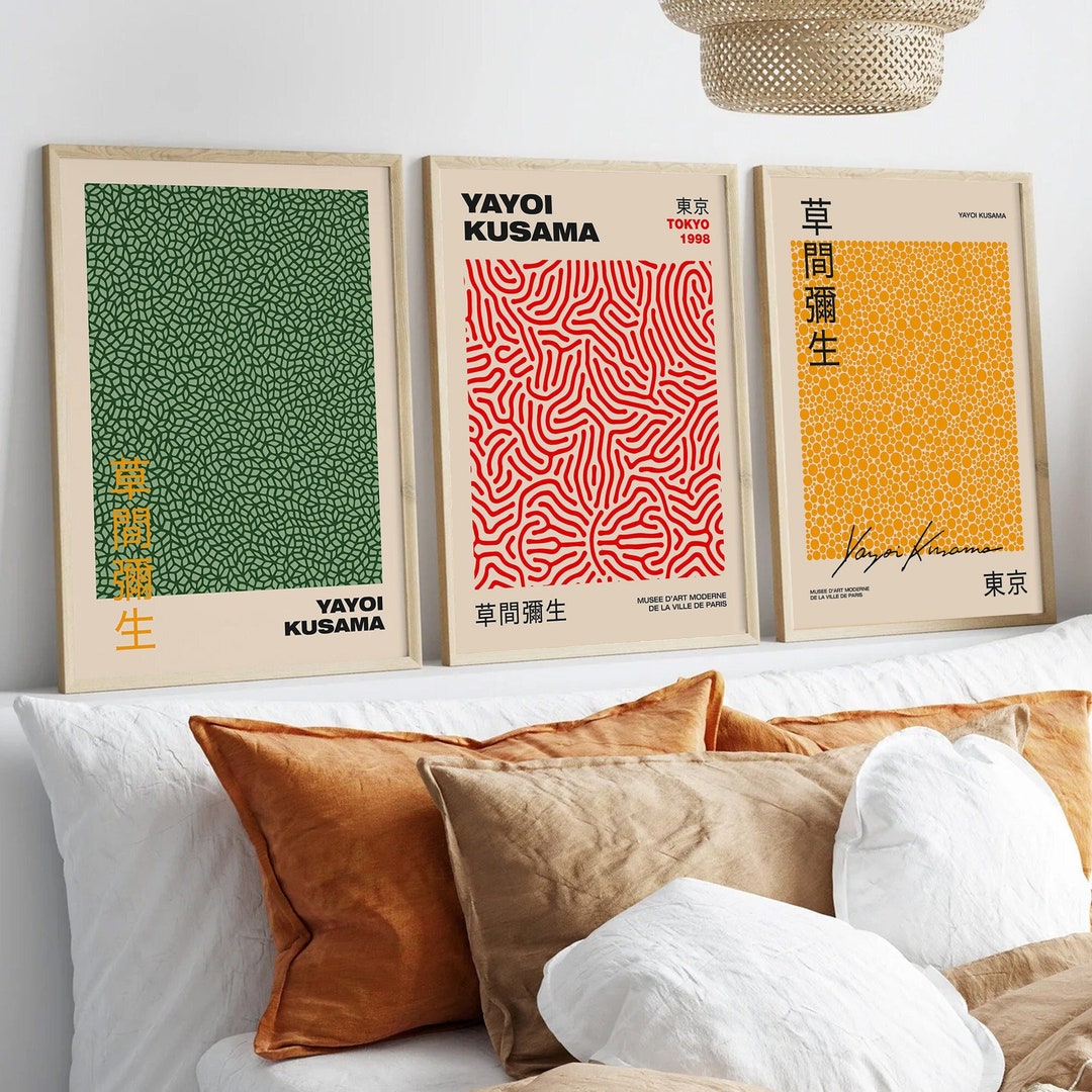 Set of 3 Yayoi Kusama Prints, Digital Print Set, Japanese Wall Art ...