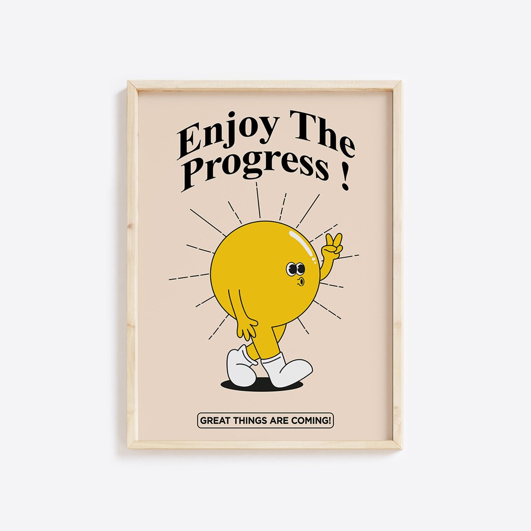 Enjoy the Progress Retro Poster, Digital Download, Retro Home Decor ...