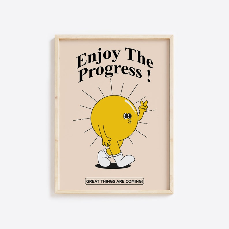 Enjoy the Progress Retro Poster, Digital Download, Retro Home Decor ...