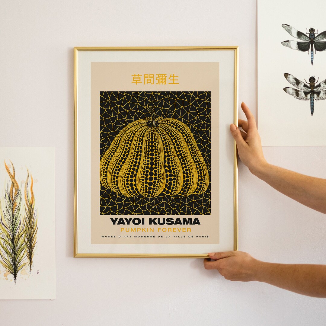 Yayoi Kusama Print, Yayoi Kusama Black and Yellow Pumpkin Print ...