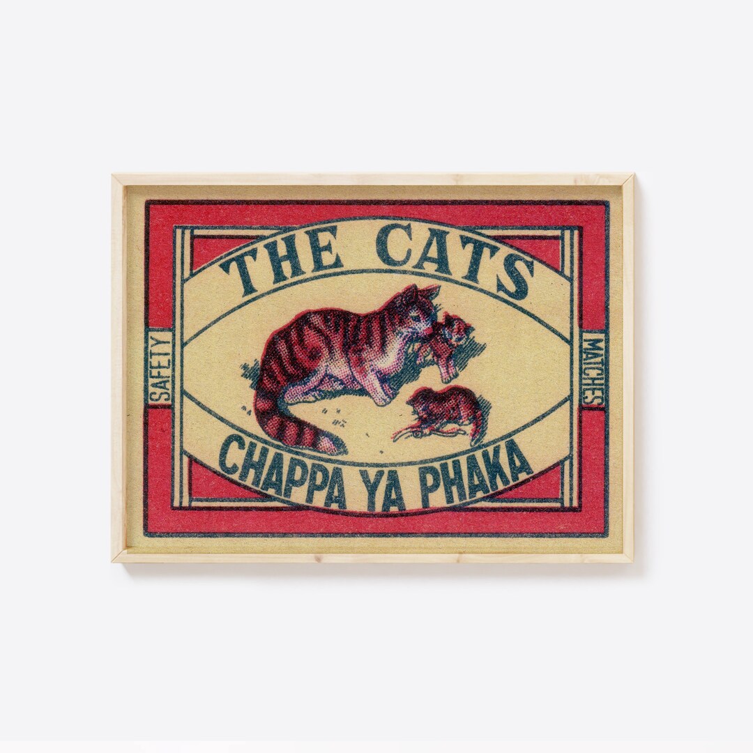 Vintage Cat Matchbox Label, Retro Home Decor, Vintage Matchbox, Vintage ...