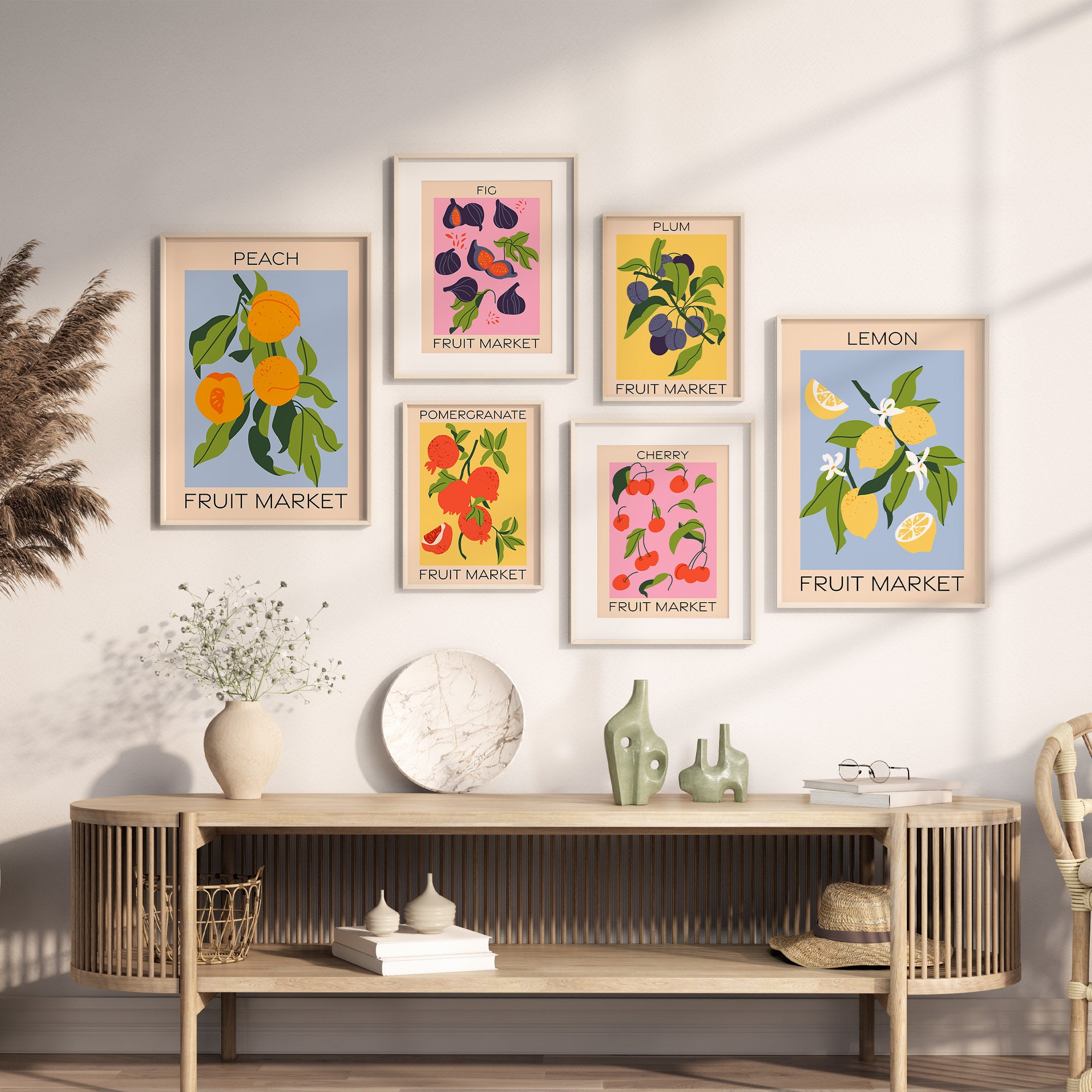 Fruit Market Print Set of 6 Fruit Poster Botanical Gallery - Etsy