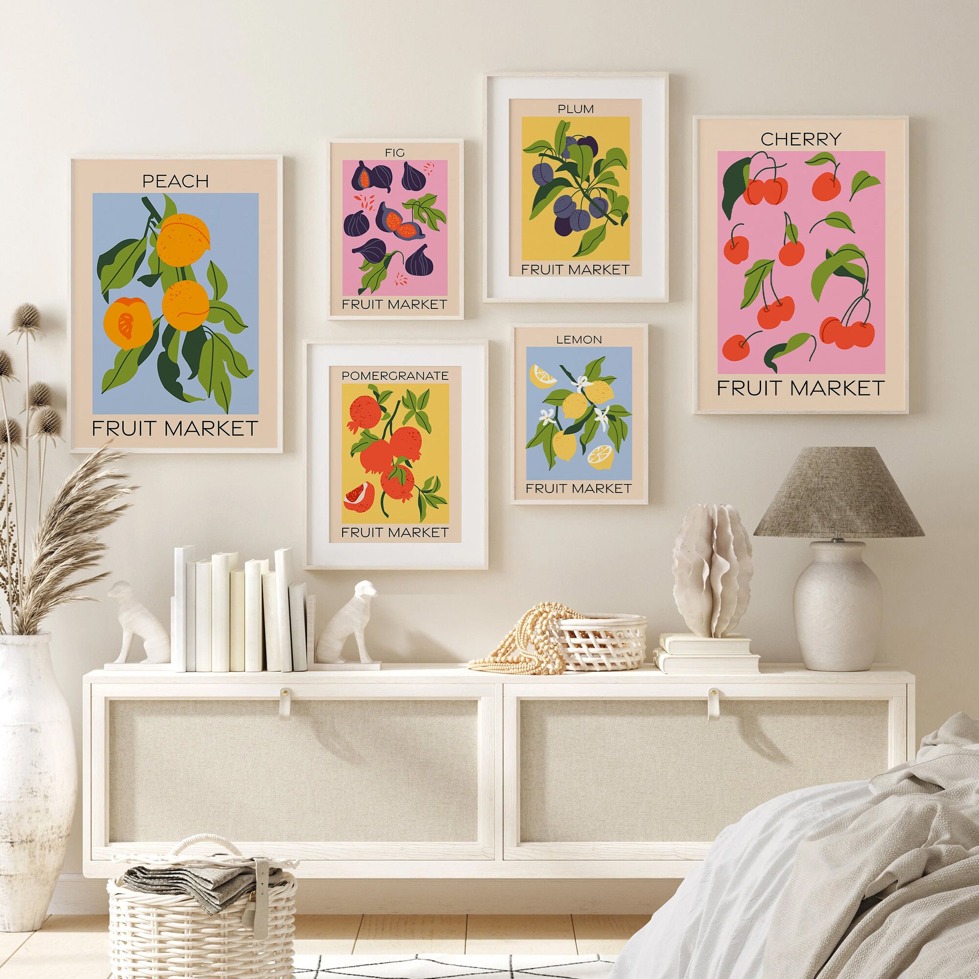 Fruit Market Print Set of 6, Fruit Poster, Botanical Gallery Wall Set ...