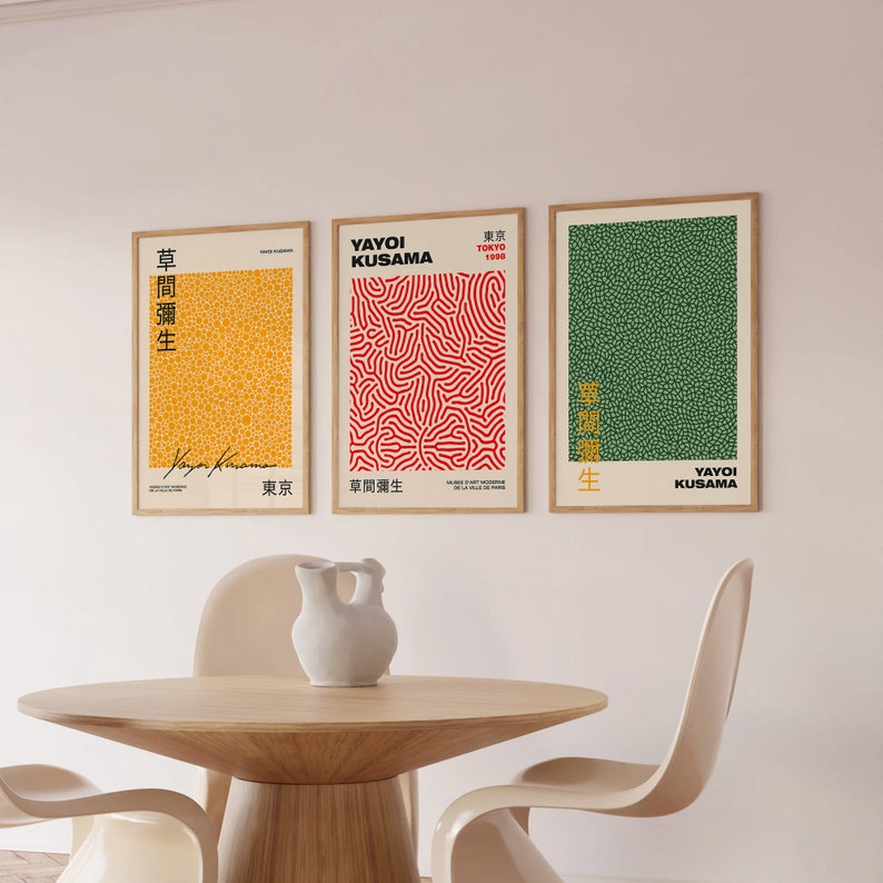 Set of 3 Yayoi Kusama Prints Digital Print Set Japanese Wall - Etsy
