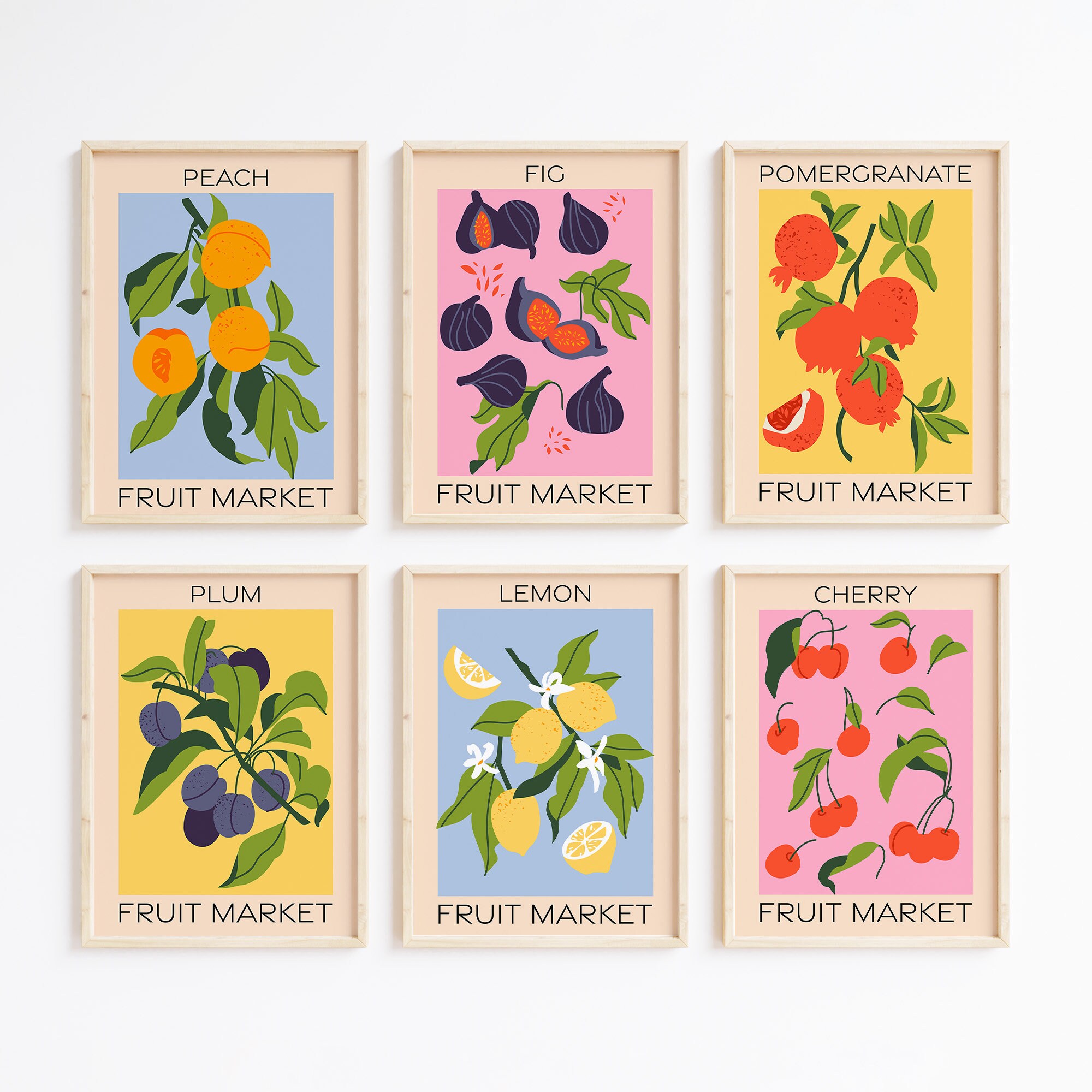 Fruit Market Print Set of 6 Fruit Poster Botanical Gallery - Etsy