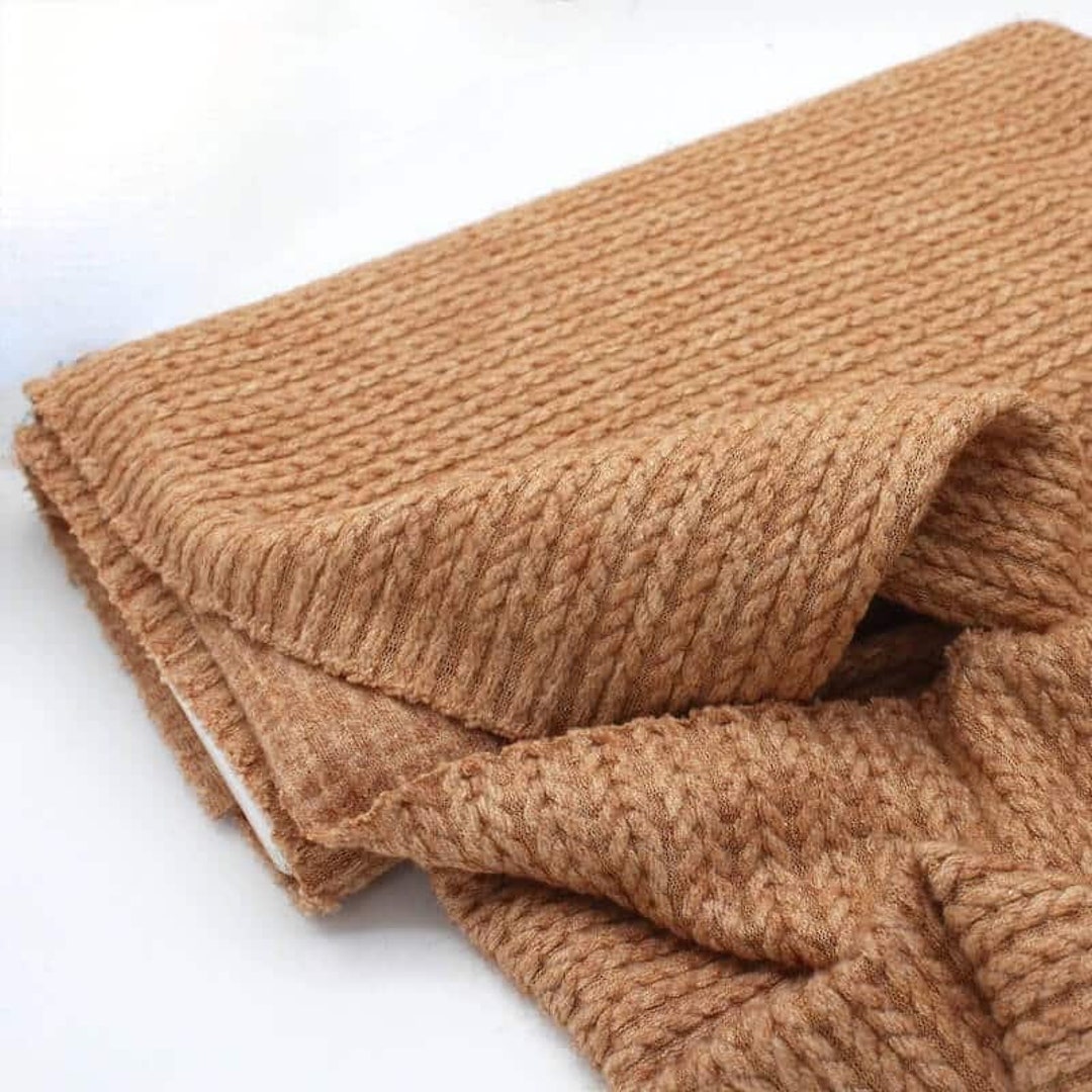 Luxe Faux Angora Cable Soft Jersey Copper Dressmaking Fabric Sold by ...