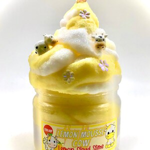 Lemon Mousse Cow Creamy Yellow Cloud Slime With Cow Charm, Glitter and ...