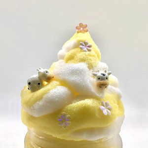 Lemon Mousse Cow Creamy Yellow Cloud Slime With Cow Charm, Glitter and ...