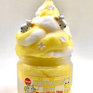 Lemon Mousse Cow Creamy Yellow Cloud Slime With Cow Charm, Glitter and ...