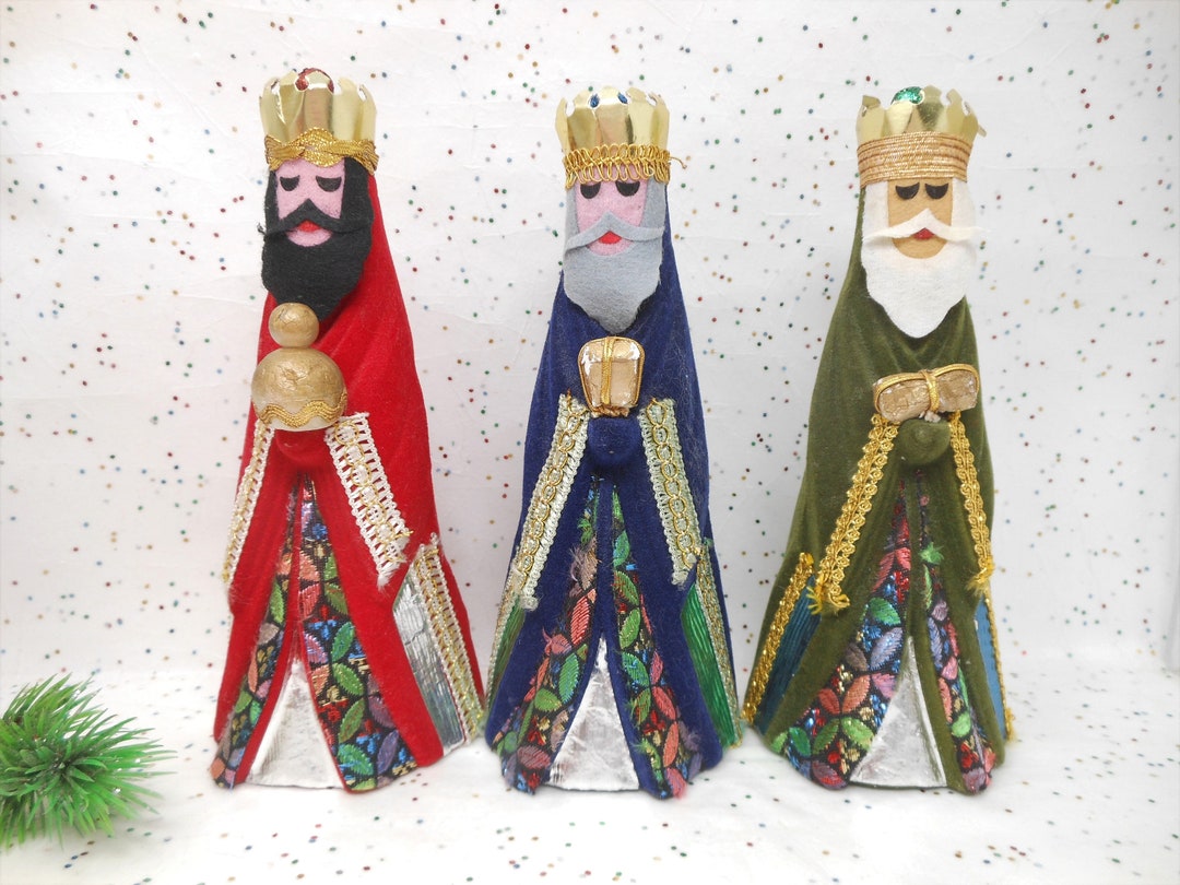Vintage Wise Men Three Kings Christmas Flocked Felt Nativity - Etsy