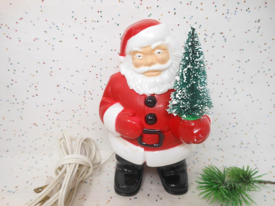 Vintage ROYALITE Hard Plastic Light up Christmas Tree Santa 50s 60s ...