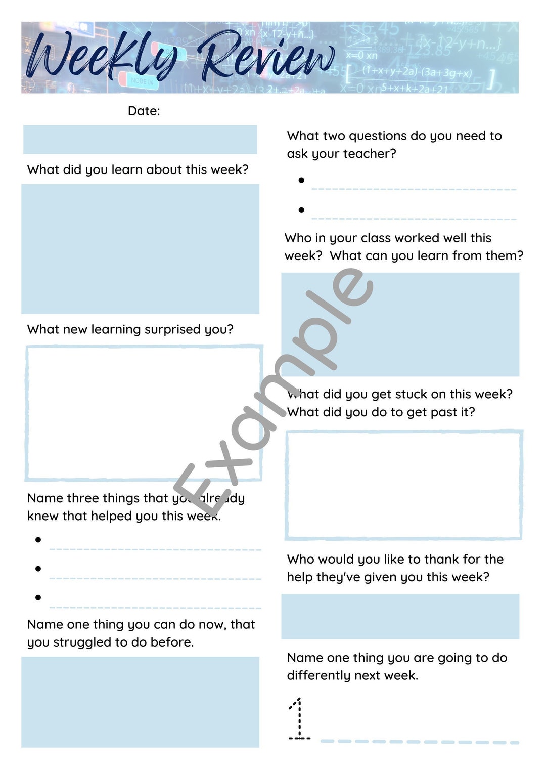 Weekly Review 1 | Educational Printable | Help Your Child Develop ...