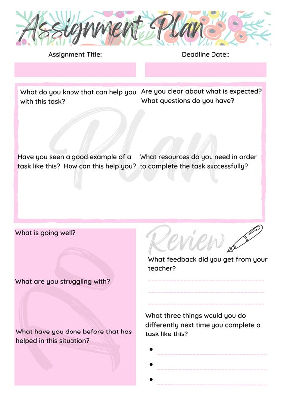 Assignment Plan Educational Printable Effectively Plan and | Etsy