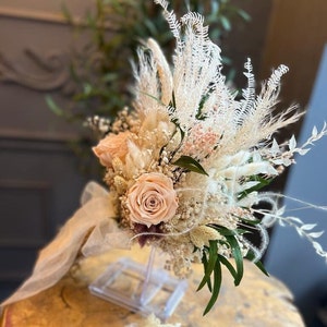 Preserved Rose Dried Arrangement Bridal Bouquet: Natural Bridal Flowers ...
