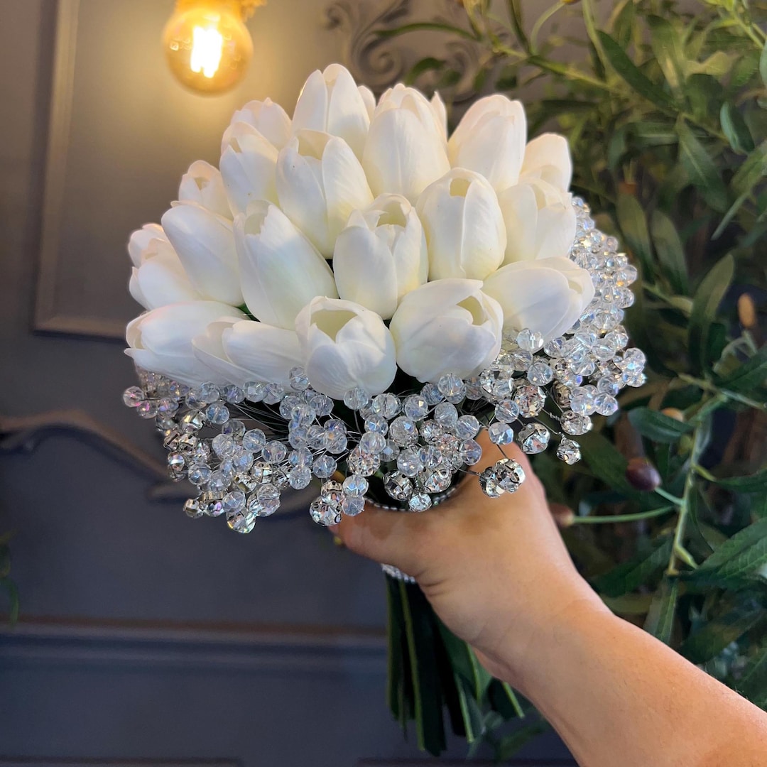 Tulips Crystal Diamante Bride Bouquet, Tulips Bling Bridal Bouquet ...