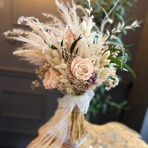 Preserved Rose Dried Arrangement Bridal Bouquet: Natural Bridal Flowers ...