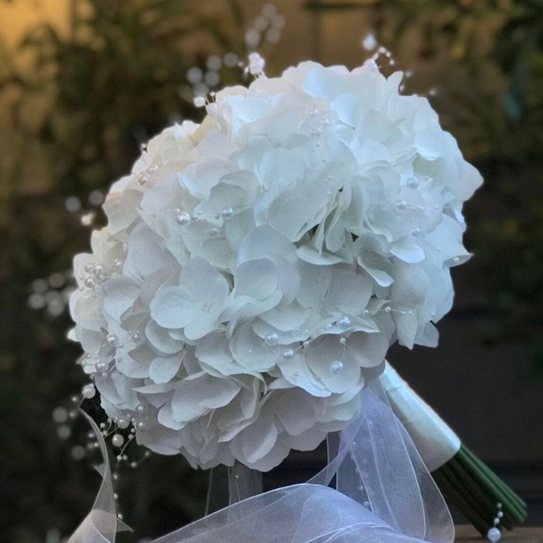 Hydrangea Pearl Wedding, Bouquet, Hydrangea Bridal Bouquet, Bride ...