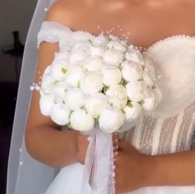 Peony Pearl Wedding Bouquet: Artificial Bridal Flowers - Etsy