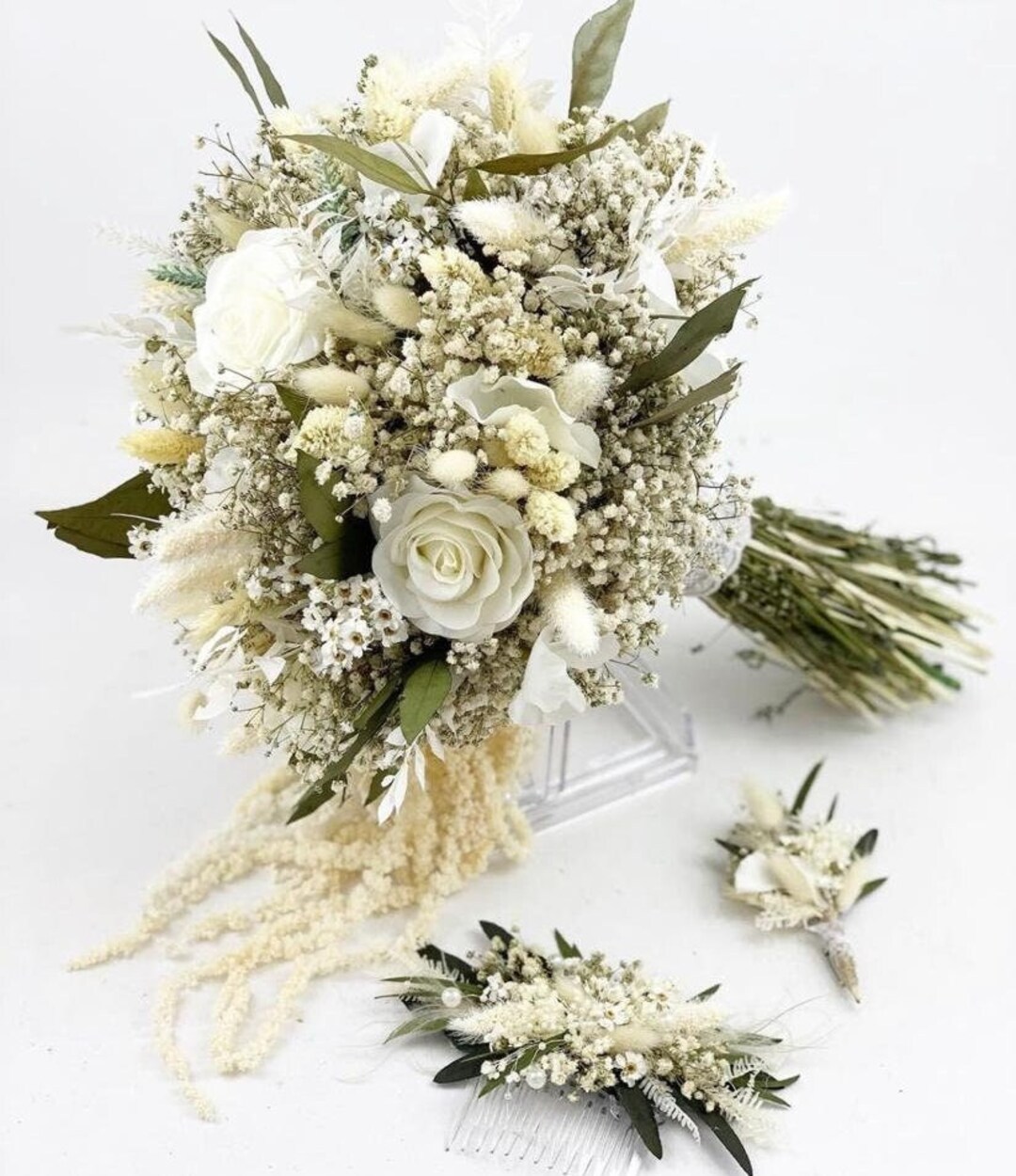 Preserved Rose Arrangement Dried Wedding Bouquet: Natural Bridal ...