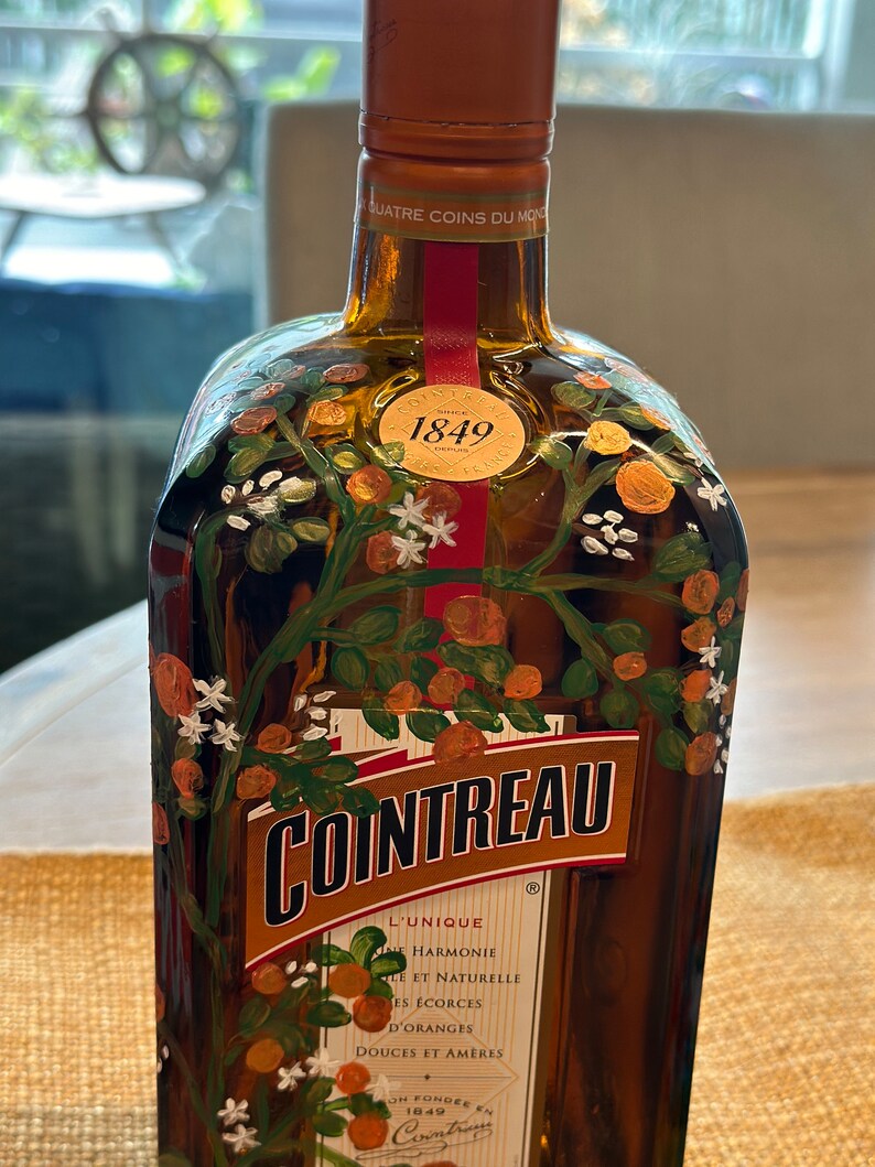Hand Painted Cointreau Liquor Bottle - Orange Blossom Tree - Etsy