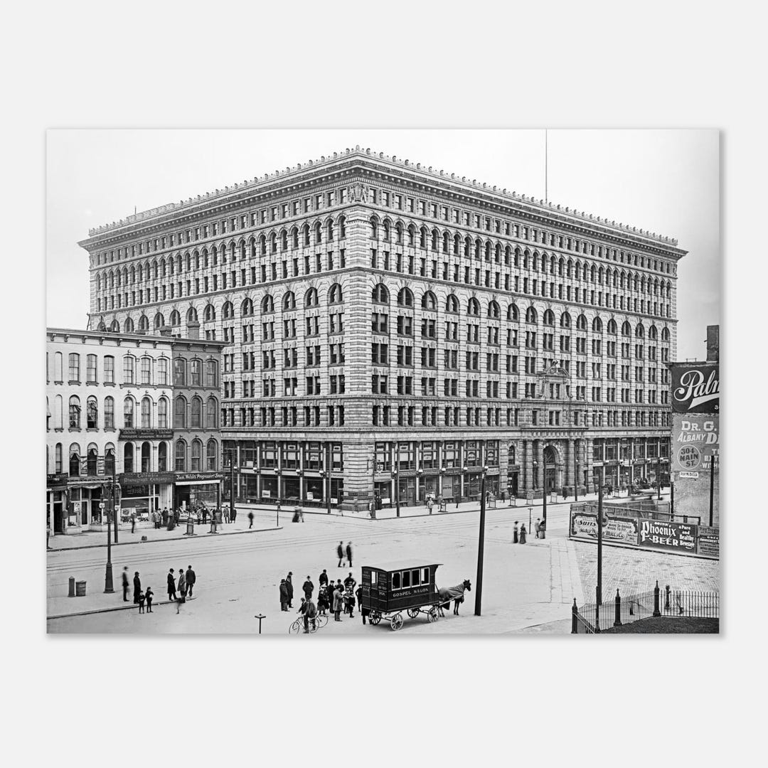 Buffalo Ellicott Square Building 1900 - Black and White Old Photograph ...
