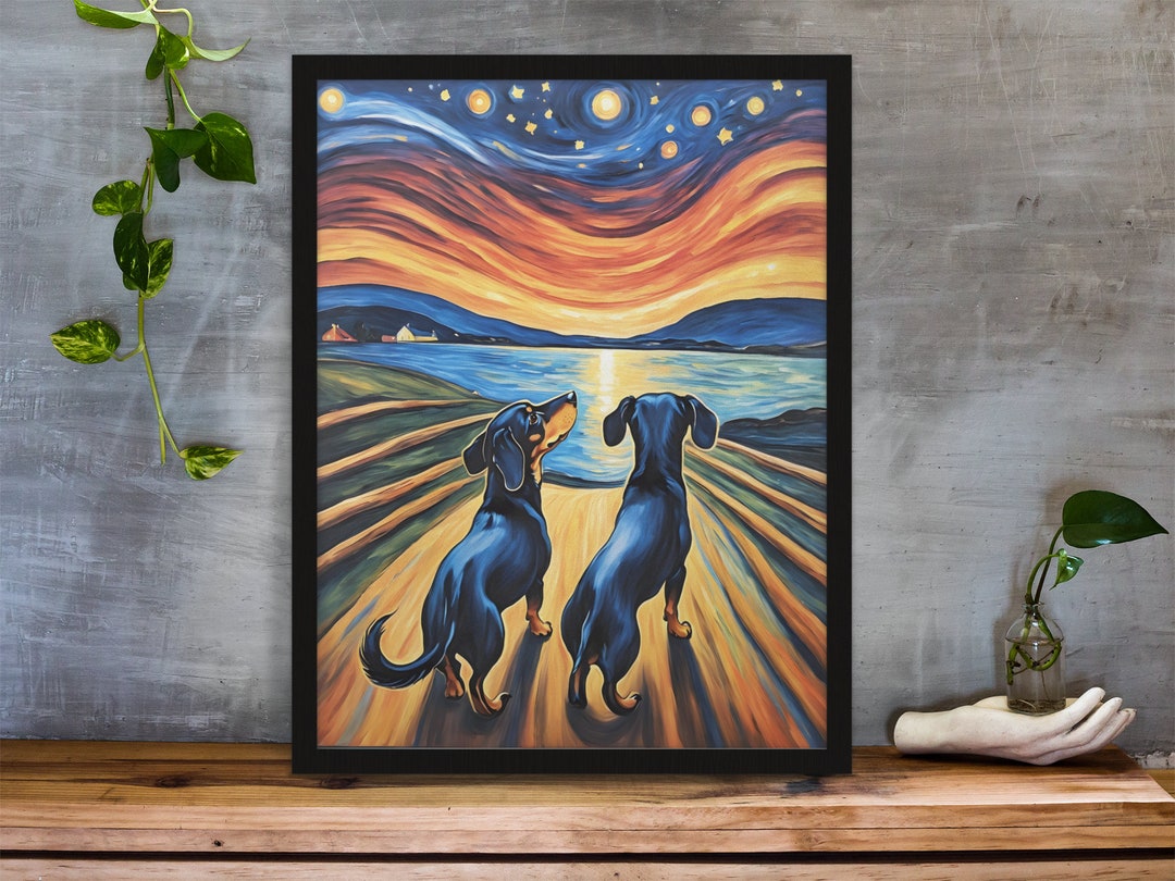 Dachshund Abstract Painting, Vangogh, Edvard Munch,abstract Animal ...