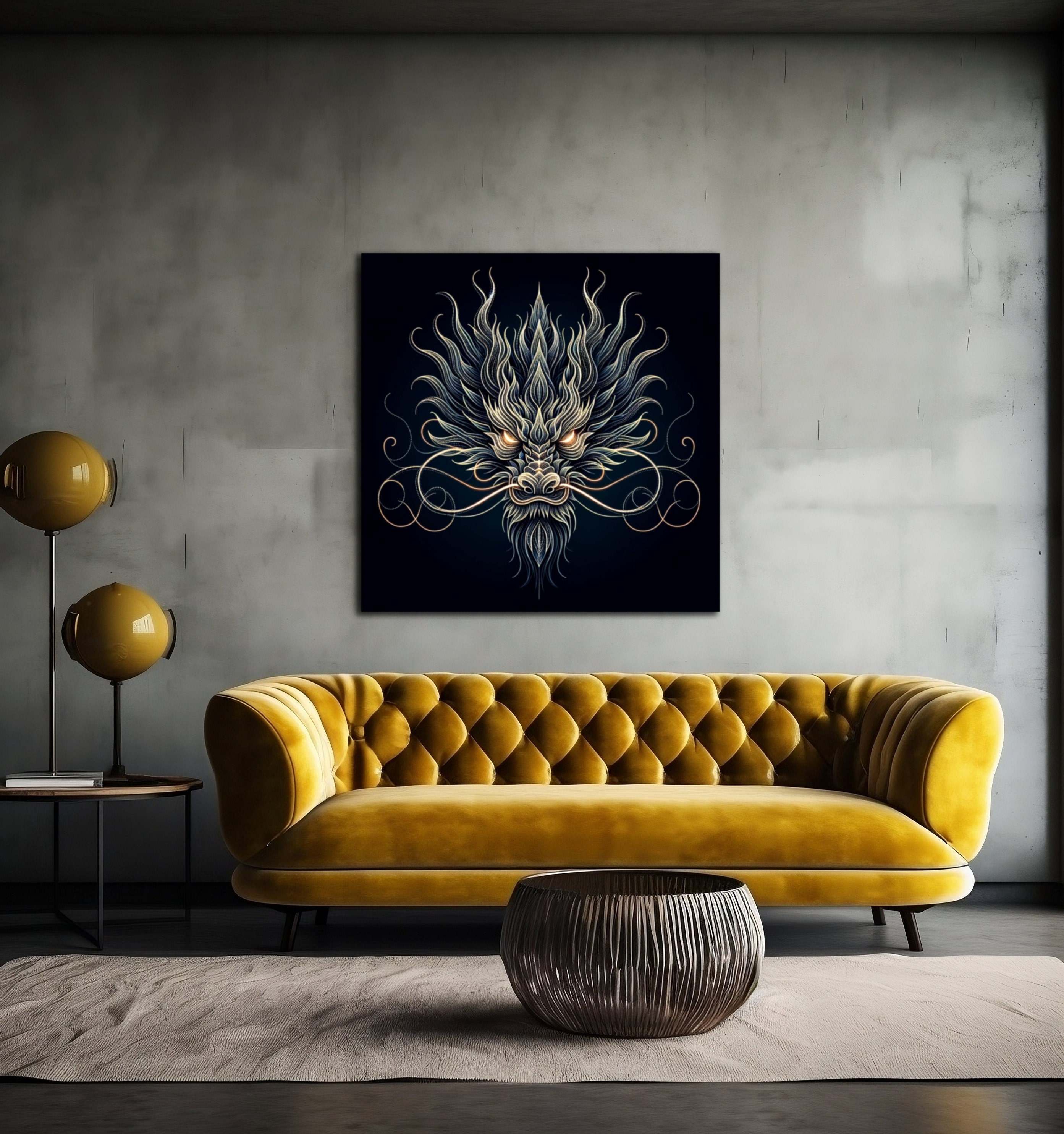 Seraphic Symmetry: Mythical Guardian in Line Art, Chinese Dragon Line ...