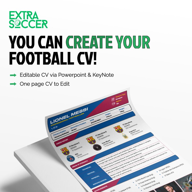Football Player CV - Etsy
