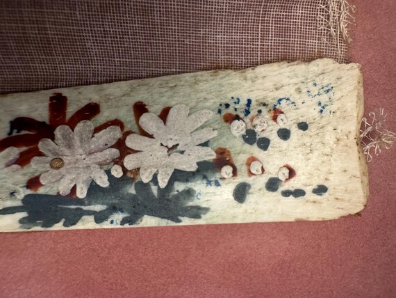 Antique fan, bone and hand painted fabric. Antique fa… - Gem