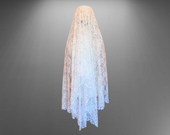 Ivory Lace Ankle Length Mantilla Wedding Veil, Traditional Italian ...