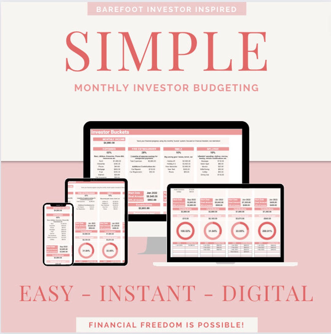 Monthly Budget Template | Barefoot Investor Buckets | Instant Download ...