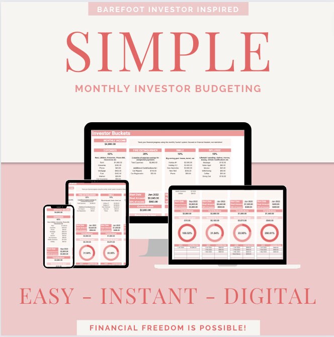Monthly Budget Template | Barefoot Investor Buckets | Instant Download ...