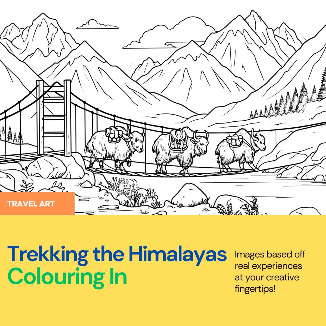 Everest Base Camp Nepal Coloring in Sheet | PRINTABLE JPEG | Travel ...