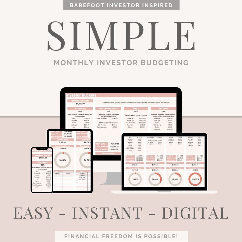 MONTHLY Budget Spreadsheet Template | Barefoot Investor Buckets ...