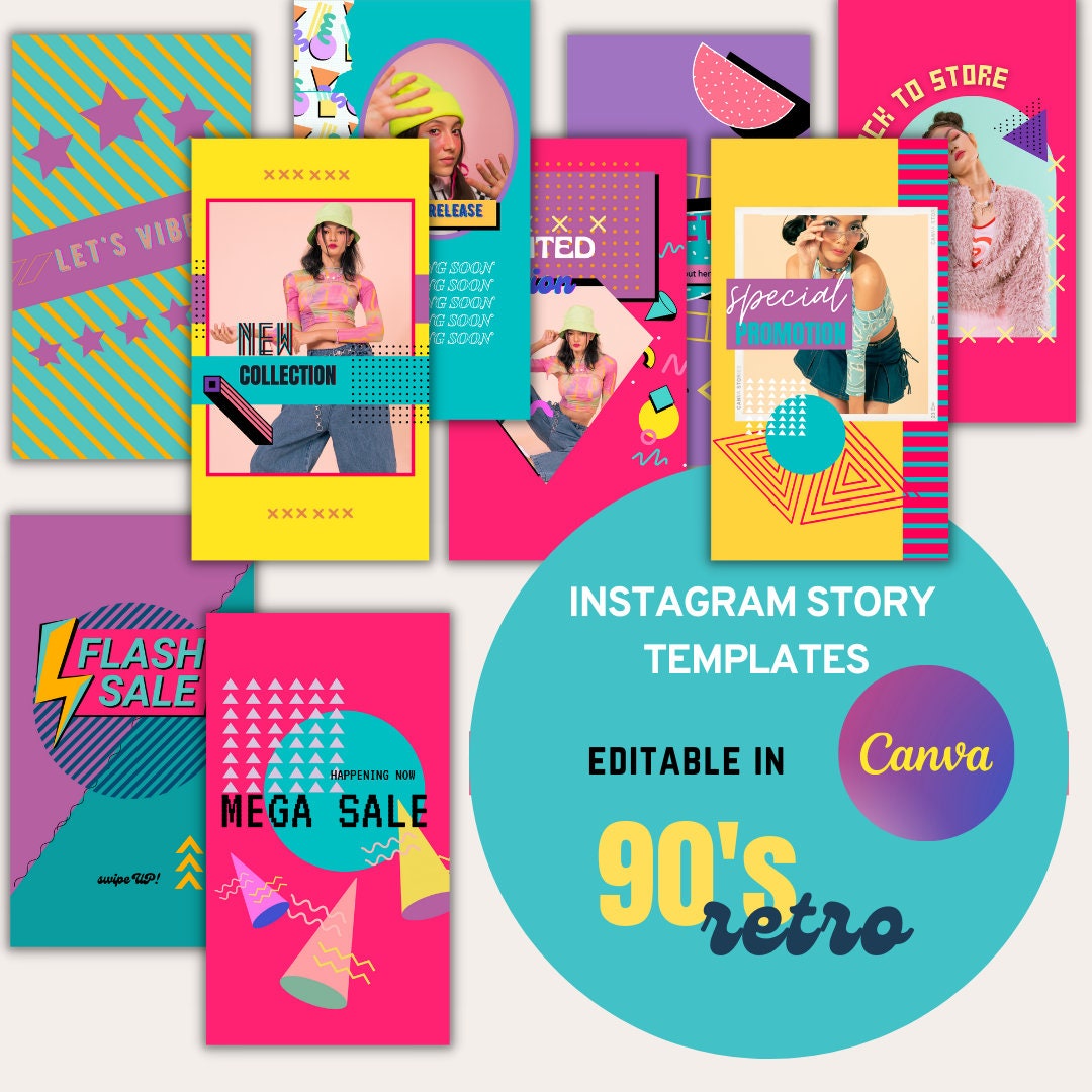 Instagram Story Templates Canva Customizable Colourful - Etsy