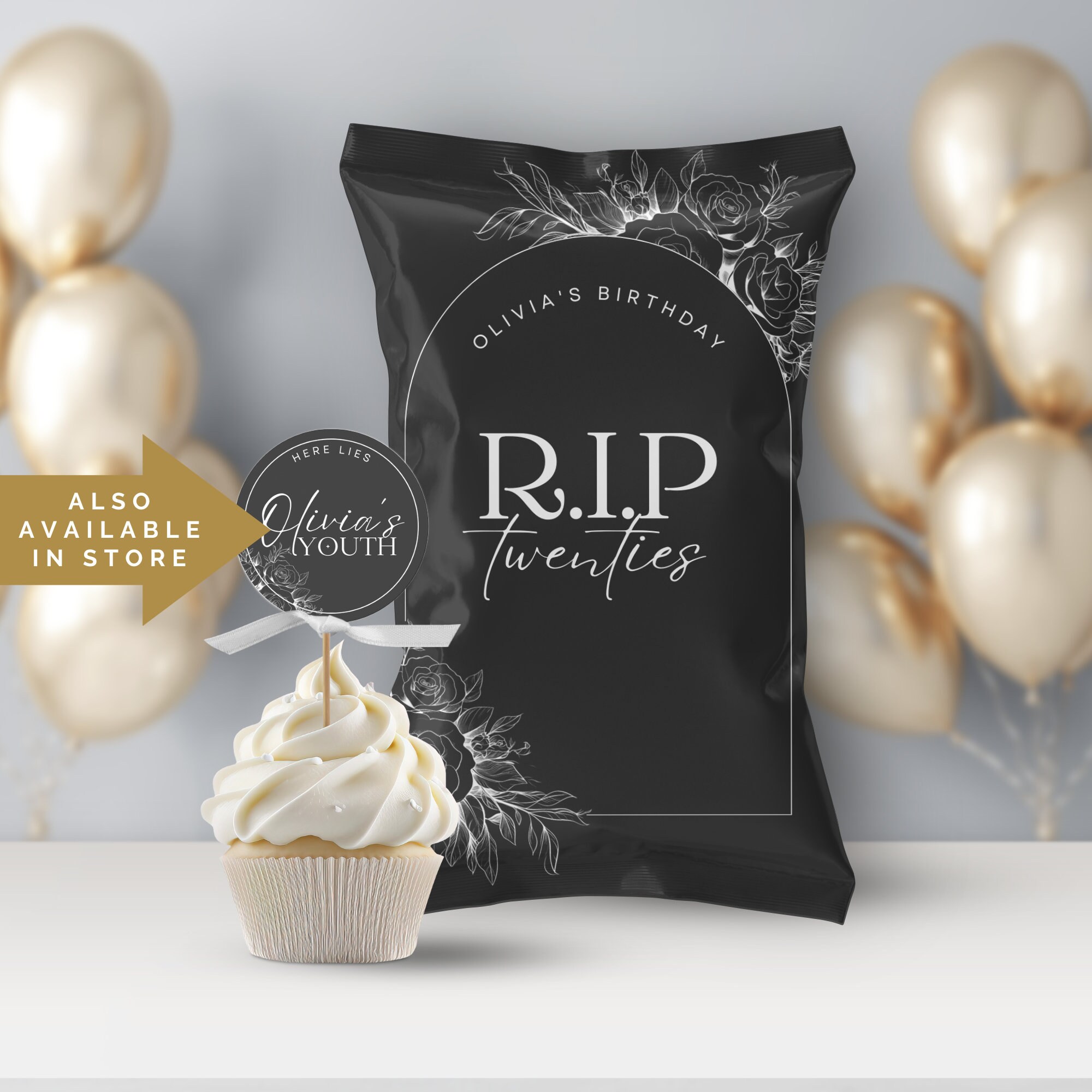 RIP Twenties Chip Bag, Birthday Crisp Packet Label, Snack Package ...
