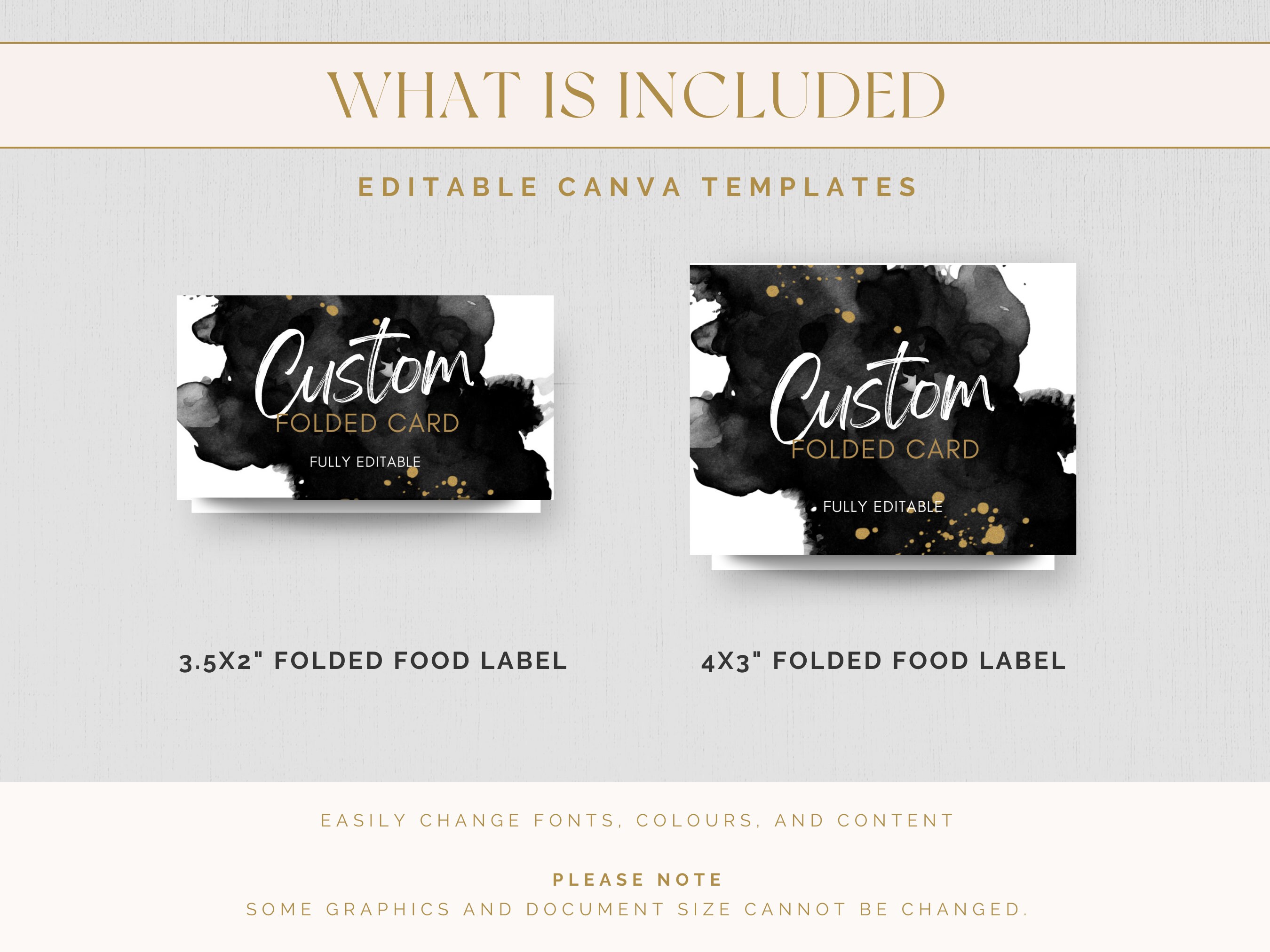 Food Tent Card, Buffet Folded Labels, Birthday Party Black and Gold ...