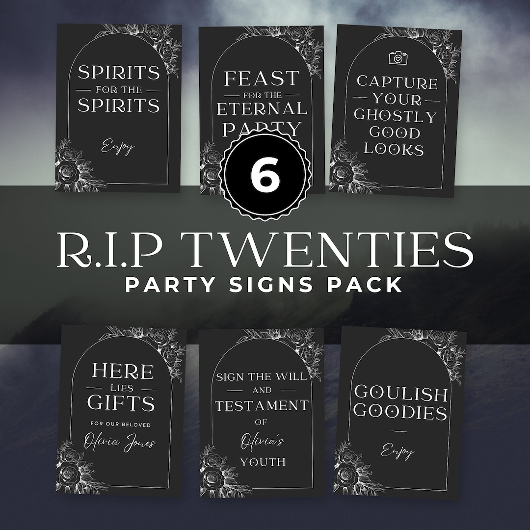 RIP Twenties Party Signs Pack, Funny Canva Templates for 30th Birthday ...
