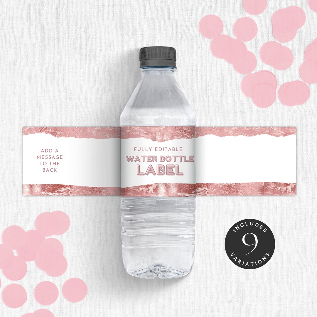 Dusty Pink Water Bottle Labels, Drink Favour, Birthday Party Decoration ...