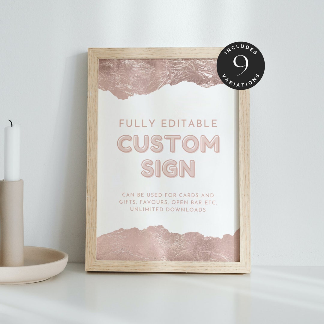 Blush Pink Custom Sign, Birthday Party Decorations, Glitter Metallic ...