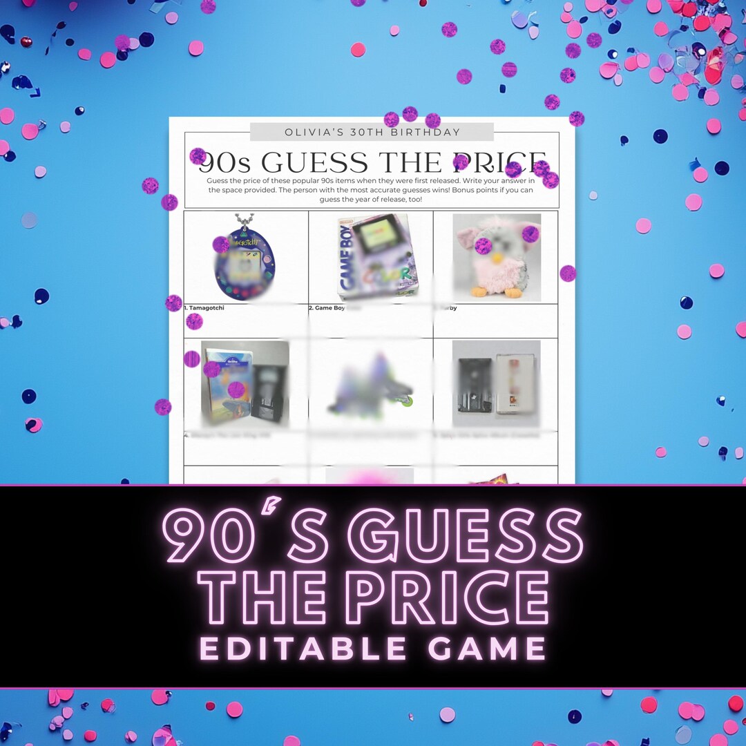 90s Guess the Price Game, Born in the 1990s, Retro Party Activity ...