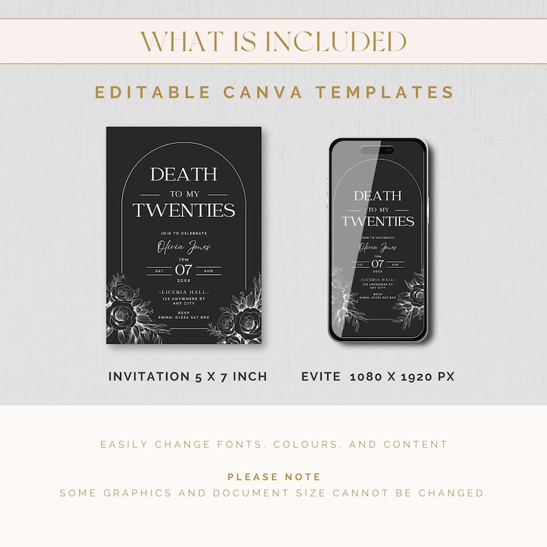 Death to My Twenties Party Invitation, Black Modern Phone Invite, 30th ...