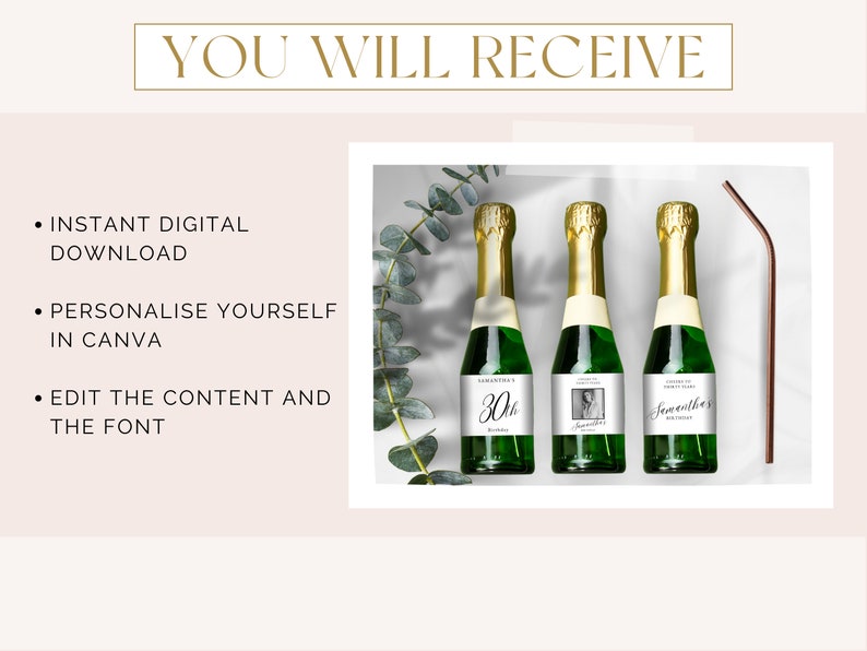 Minimal Small Champagne Label Template, Modern Party Favour, Party ...