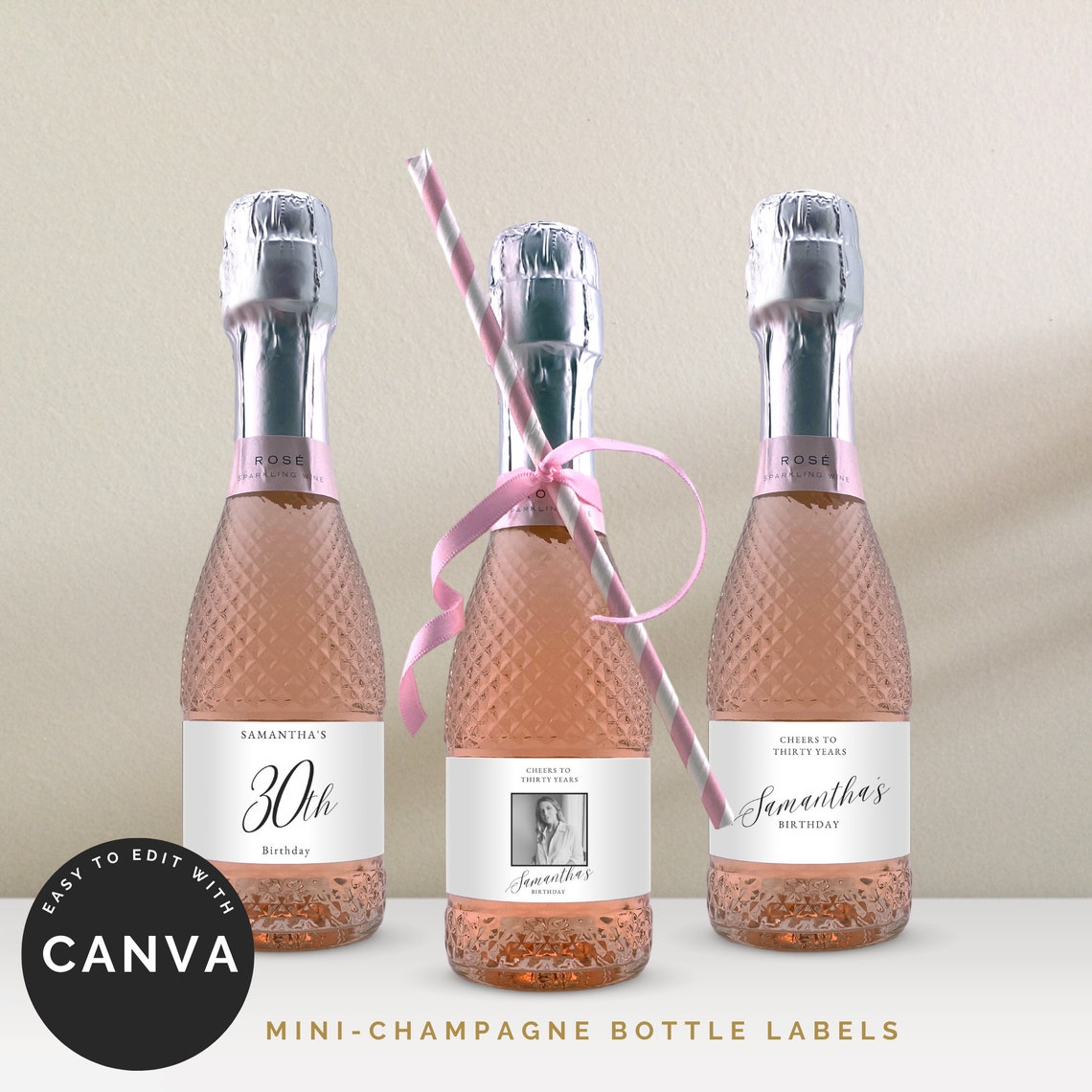 Minimal Small Champagne Label Template, Modern Party Favour, Party ...