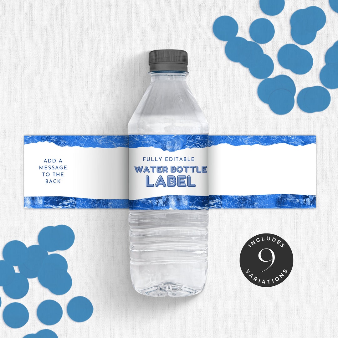 Royal Blue Water Bottle Labels, Drink Favour, Birthday Party Decoration ...