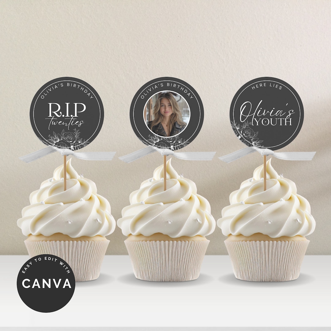 RIP Twenties Cupcake Toppers, Goodbye to Youth Circle Cake Decoration ...