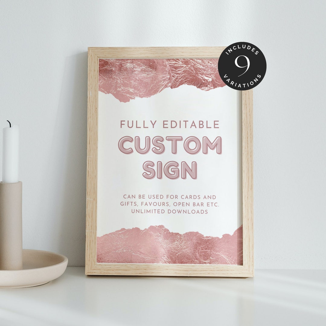 Dusty Pink Custom Sign, Birthday Party Decorations, Glitter Metallic ...